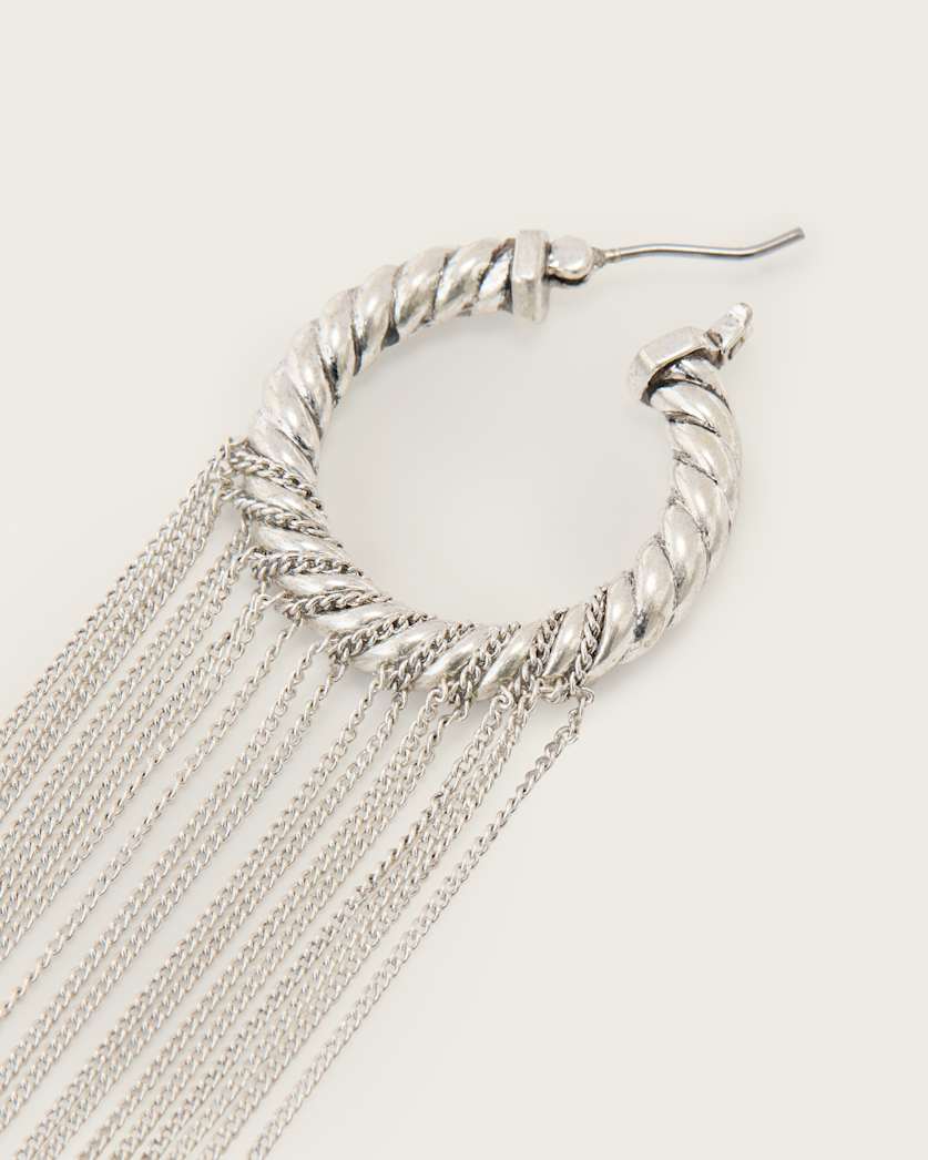 Nia Drop Chain Hoop Earrings WARM SILVER | ALLSAINTS US
